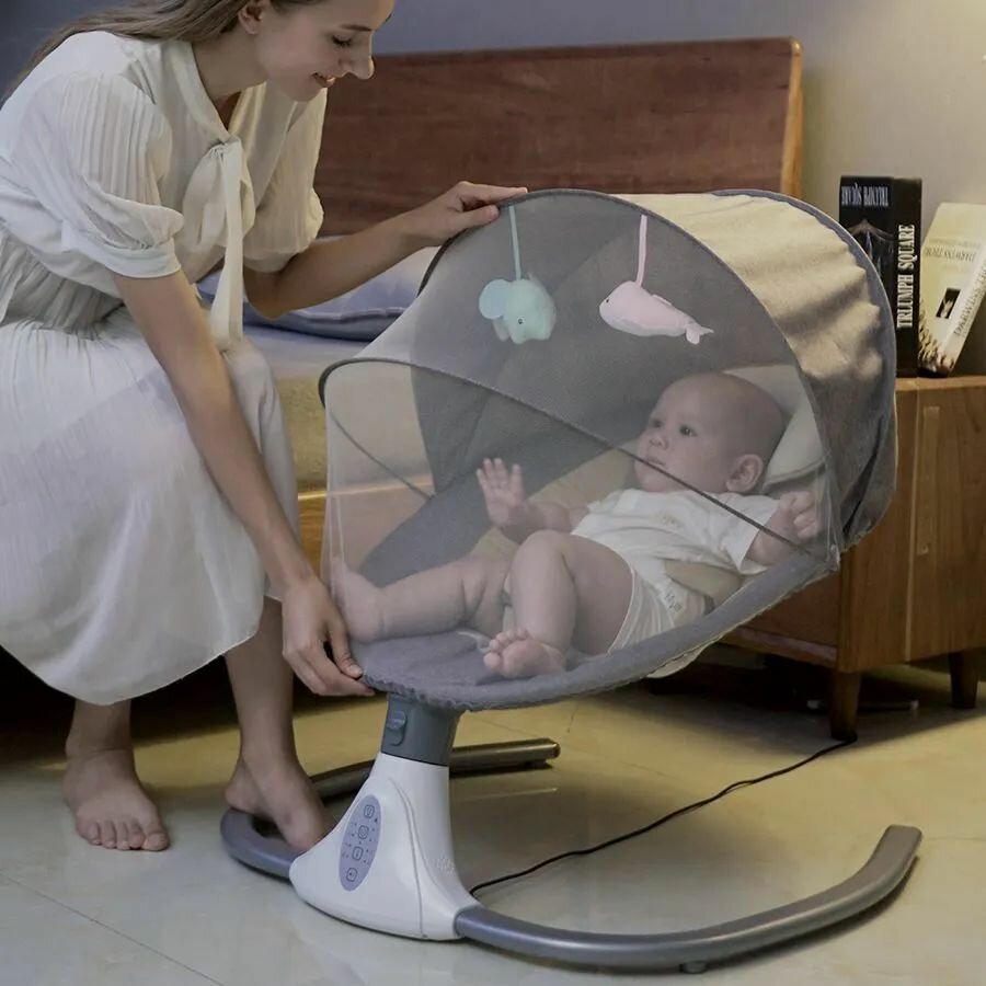 Детские электрические качели Baby World с дистанционным управлением и Bluetooth, выдерживающие нагрузку 20 кг, 3-ступенчатая регулировка спинки