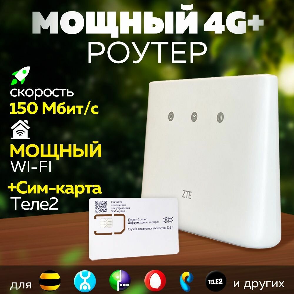 Беспроводной 4G WiFi Модем - Роутер ZTE 293N PRO под Безлимитный Интернет + Сим Tele2