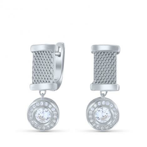 Серьги ZLATERA, серебро, 925 проба, родирование, циркон