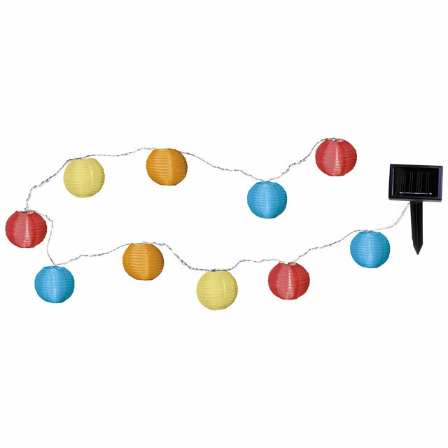 Садовая гирлянда на солнечной батарее Китайские фонарики 2.7 м, 10 белых LED ламп, прозрачный провод, IP44, Star Trading (Стар Трэйдинг), 477-14
