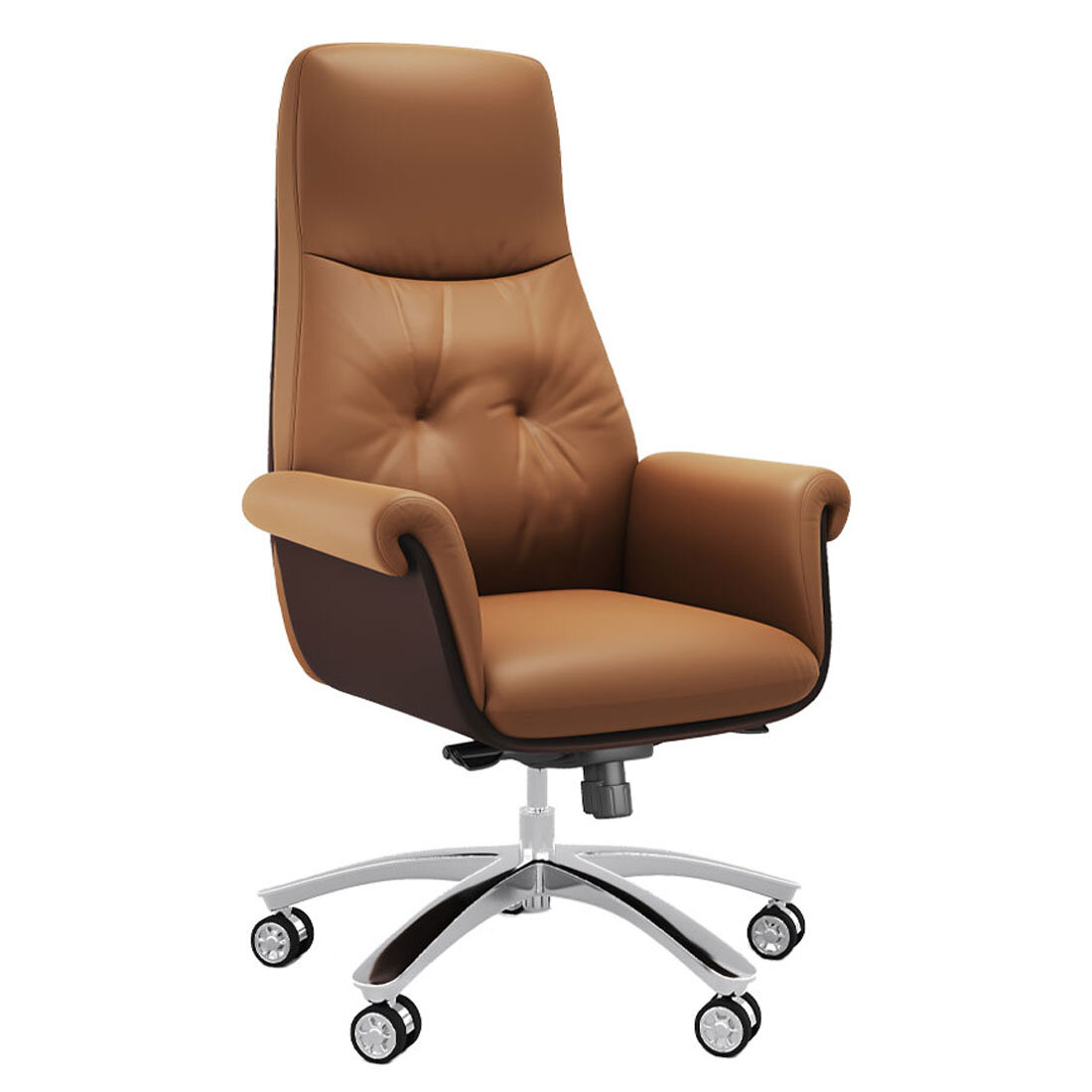 Кожаное кресло на колесиках Neohouse Avellon для кабинета и офиса (коричневый)