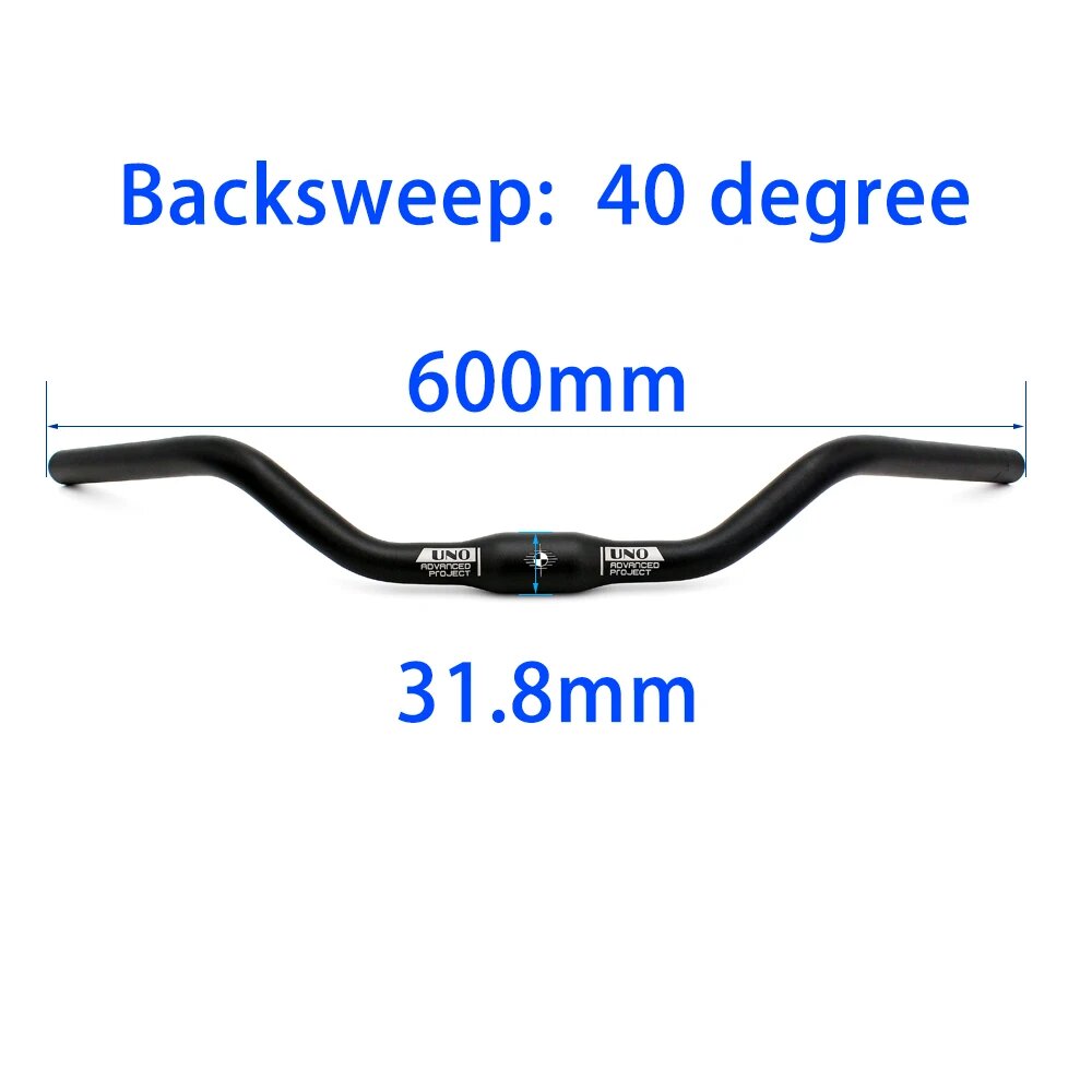 UNO Дорожный руль из алюминия песочно-черный 600/610/620 мм Черный, 31.8x600mm 40 M Bar