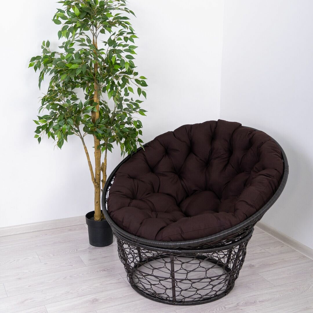 Садовое кресло сими; цвет кресла: Шоколадный ротанг, цвет подушки Шоколадный В*Ш*Г(80*110*100)