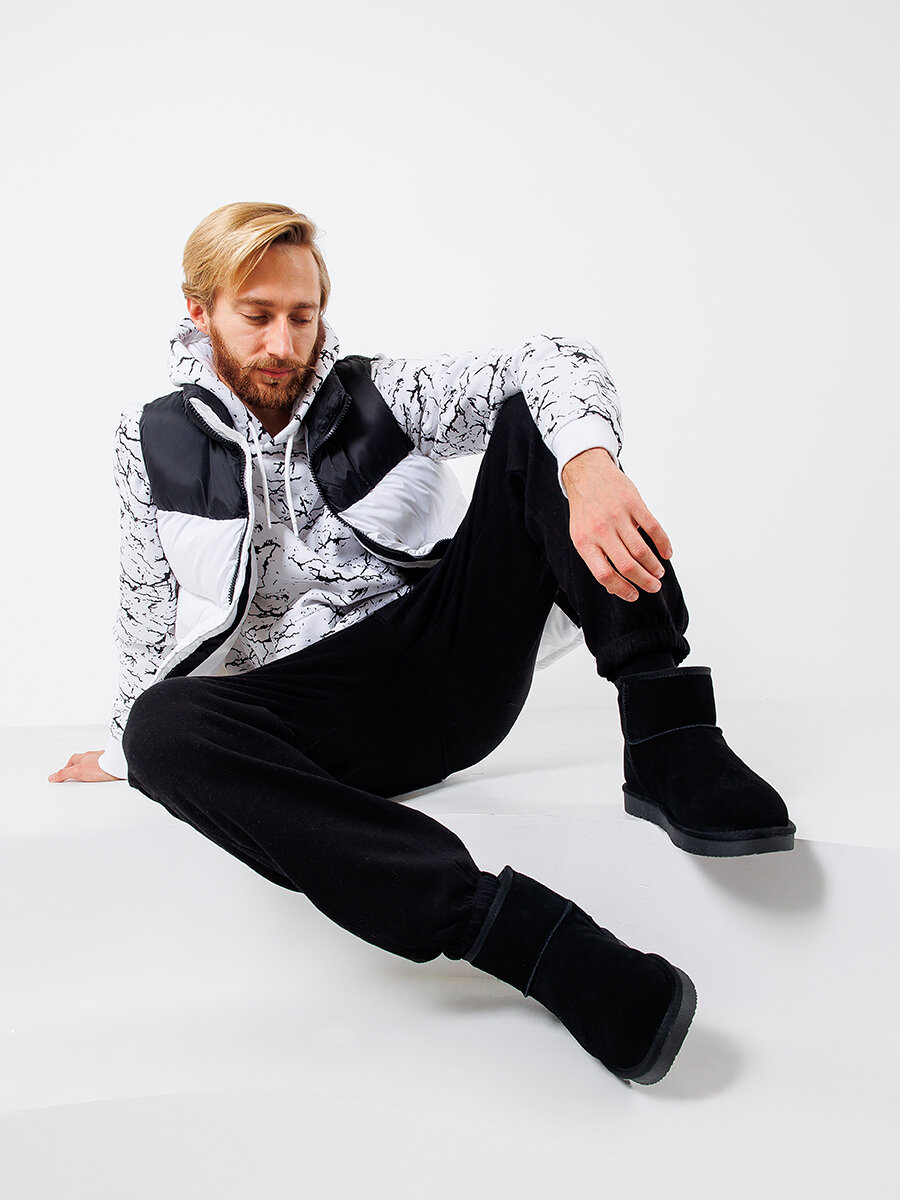 Угги мужские зимние натуральный велюр утепленные антискользящая подошва