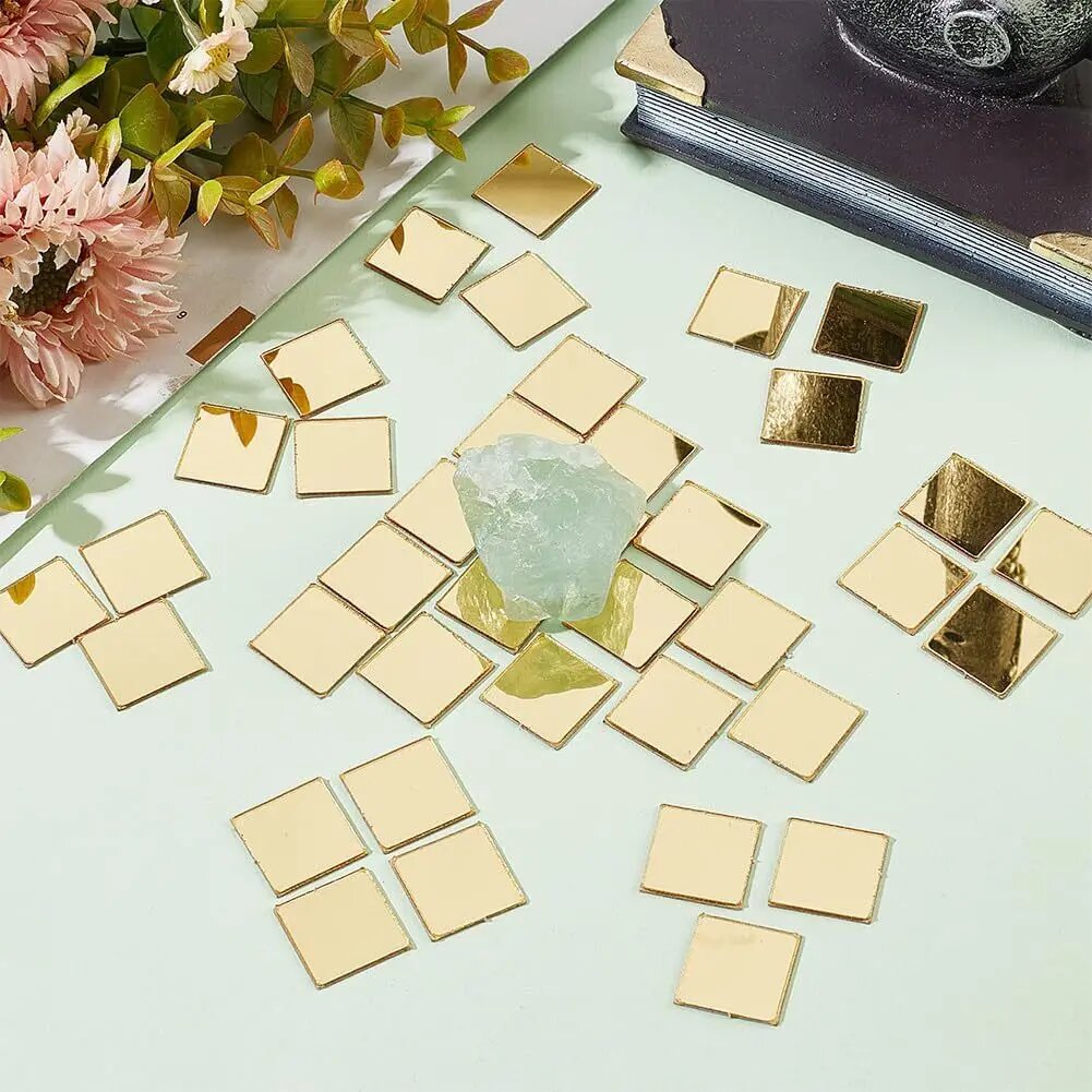 Акриловые зеркальные наклейки 50 шт. 4cm(50pcs), Gold Square
