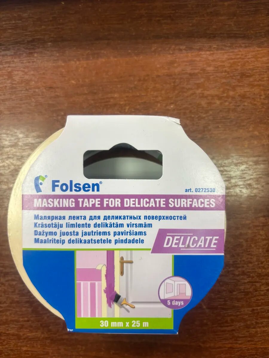 Скотч малярный деликатный Folsen 30мм/25 метров