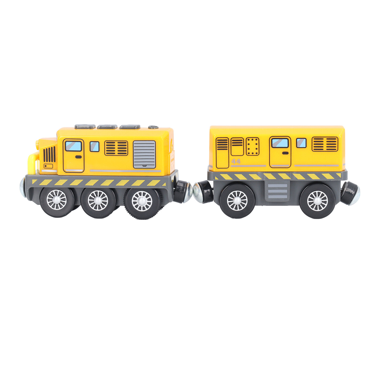 Паровоз на батарейках с мощным звуком, светом и моторизованными локомотивами для детей, мальчиков и девочек, желтый тяговый поезд