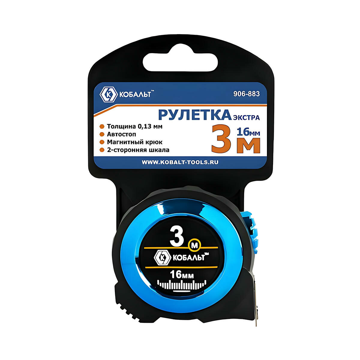 Рулетка 3 м х 16 мм Экстра кобальт 906-883