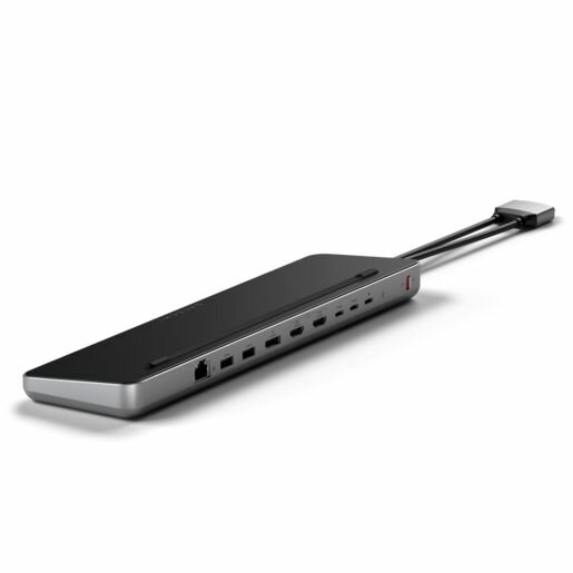 Зарядная станция двойная Satechi Dual Dock Stand - Docking Station with NVMe SSD Enclosure. Цвет: черно-серебристый