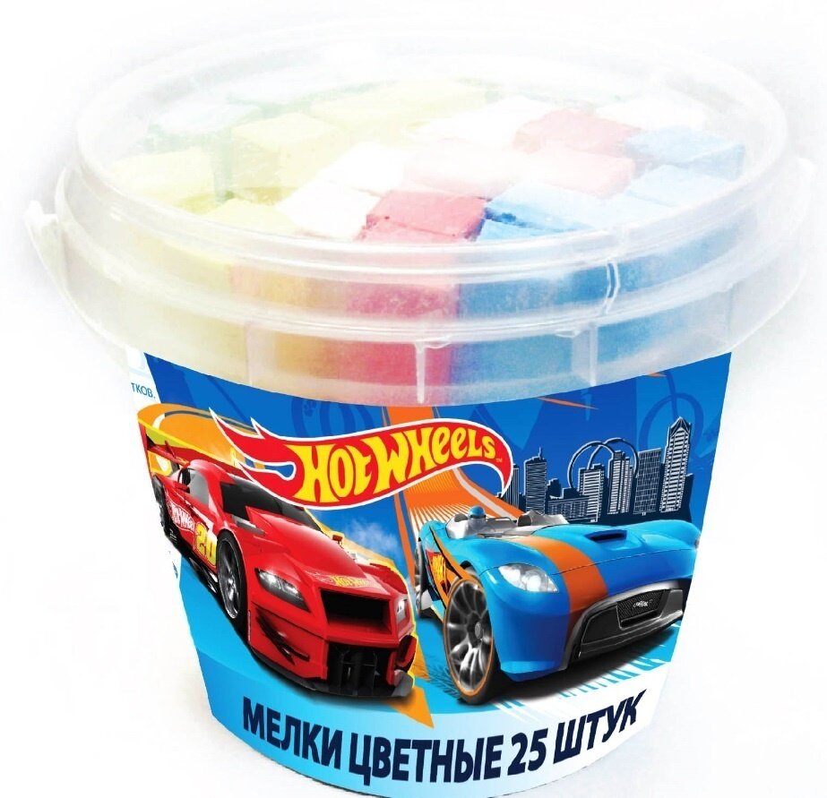 Мел цветной Centrum "Hot Wheels", 25 шт в ведерке 89266