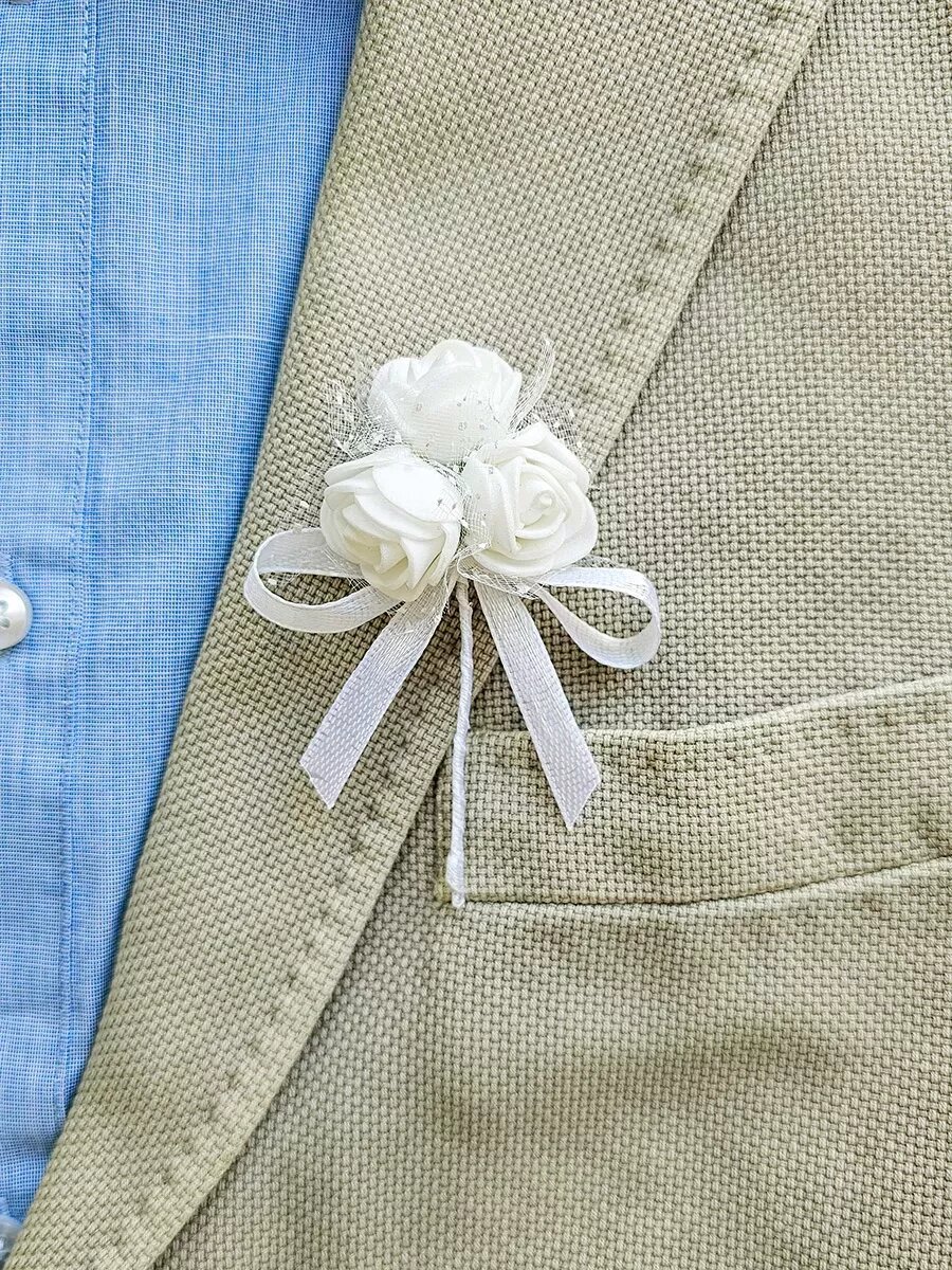 Свадебная бутоньерка мужская для костюма жениха свидетеля