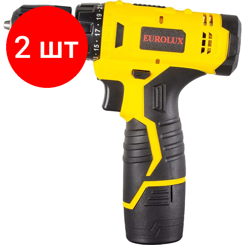 Комплект 2 штук, Дрель-шуруповерт аккумуляторная ДА-12/1Li Eurolux (72/14/37)
