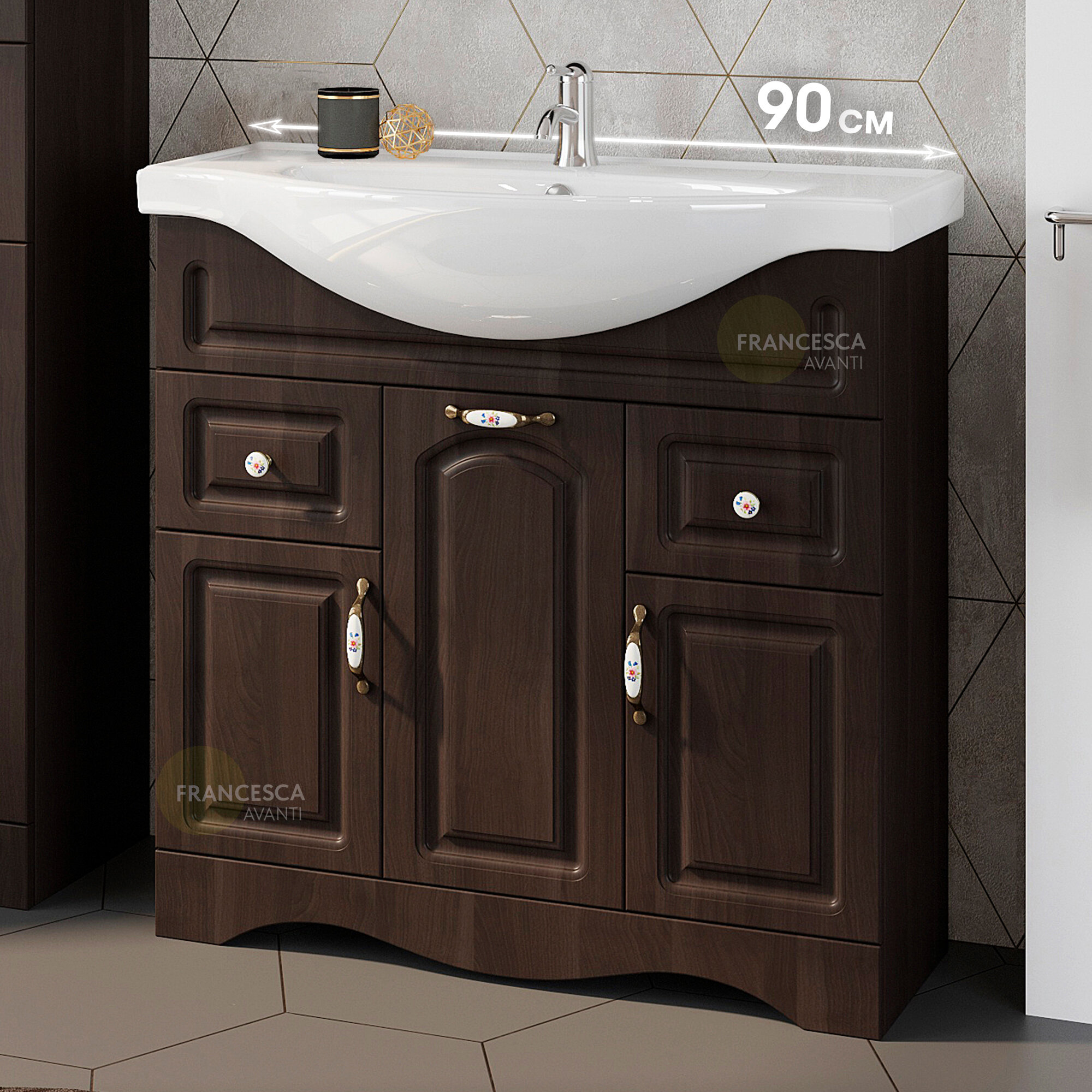 Тумба с раковиной МСК Империя 90-2 венге (под раковину Classic)