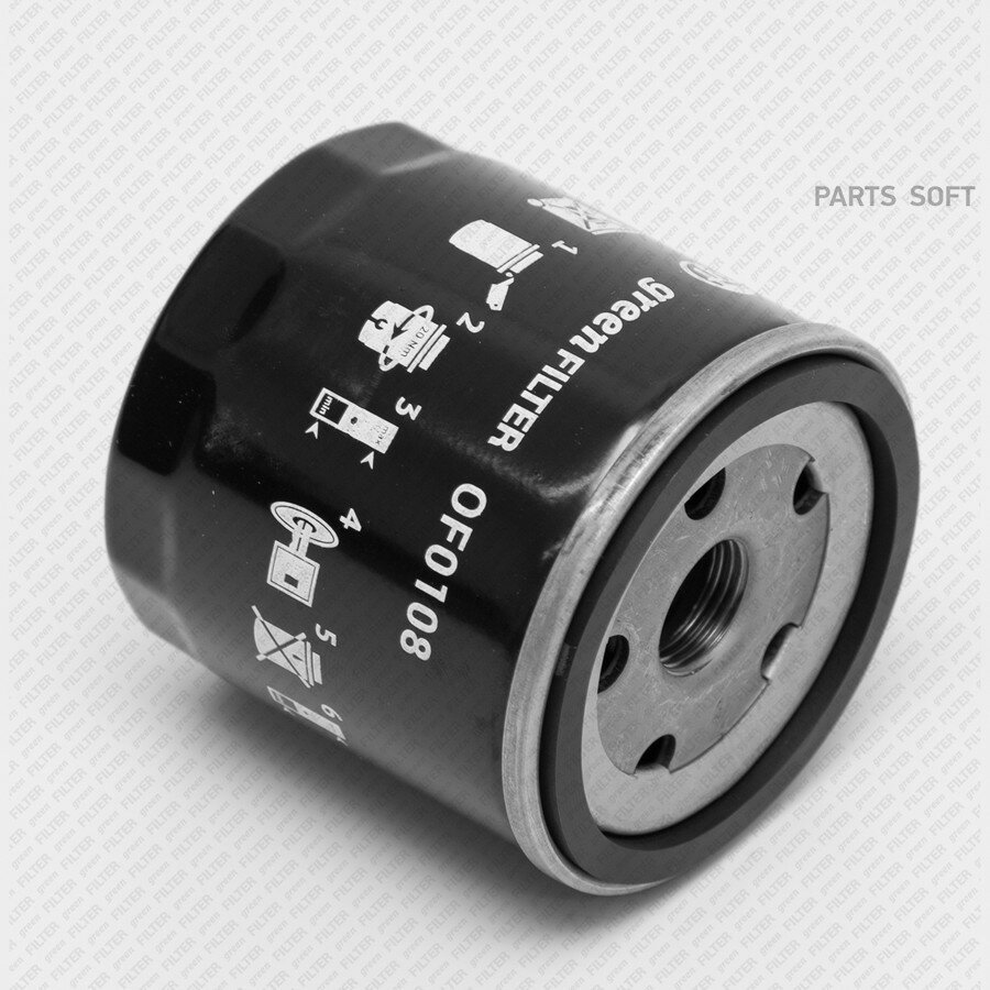 Фильтр масляный AUDI: A1 (8X1/8XK) 1.0TFSi/1.4TFSi 12-, A3 (8V1/8VK) 1.0-1.4TFSi 12-, Q3 (8U) 1.4TFSi 13- \ VW: JETTA IV 1.2TSi/1.4TSi 12-, PASSAT (3G2) 1.4TSi 14- GREEN FILTER OF0108 | цена за 1 шт