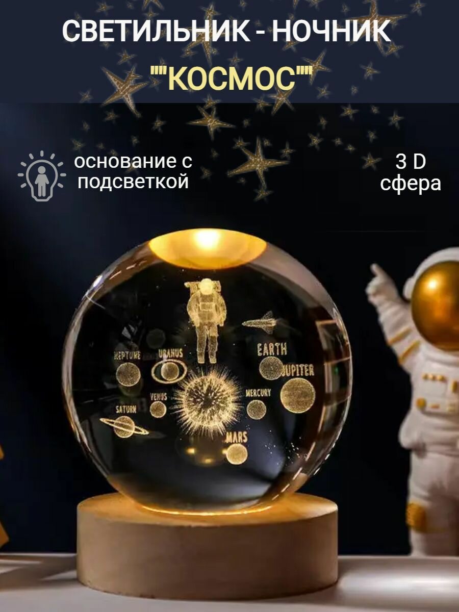 Светильник-ночник космический шар "Космос", малый 6 см