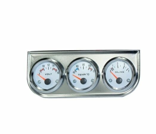 Хромированный комплект тройного датчика 2 "52 мм Вольтметр Датчик температуры воды Манометр давления масла с датчиком Автомобильный счетчик