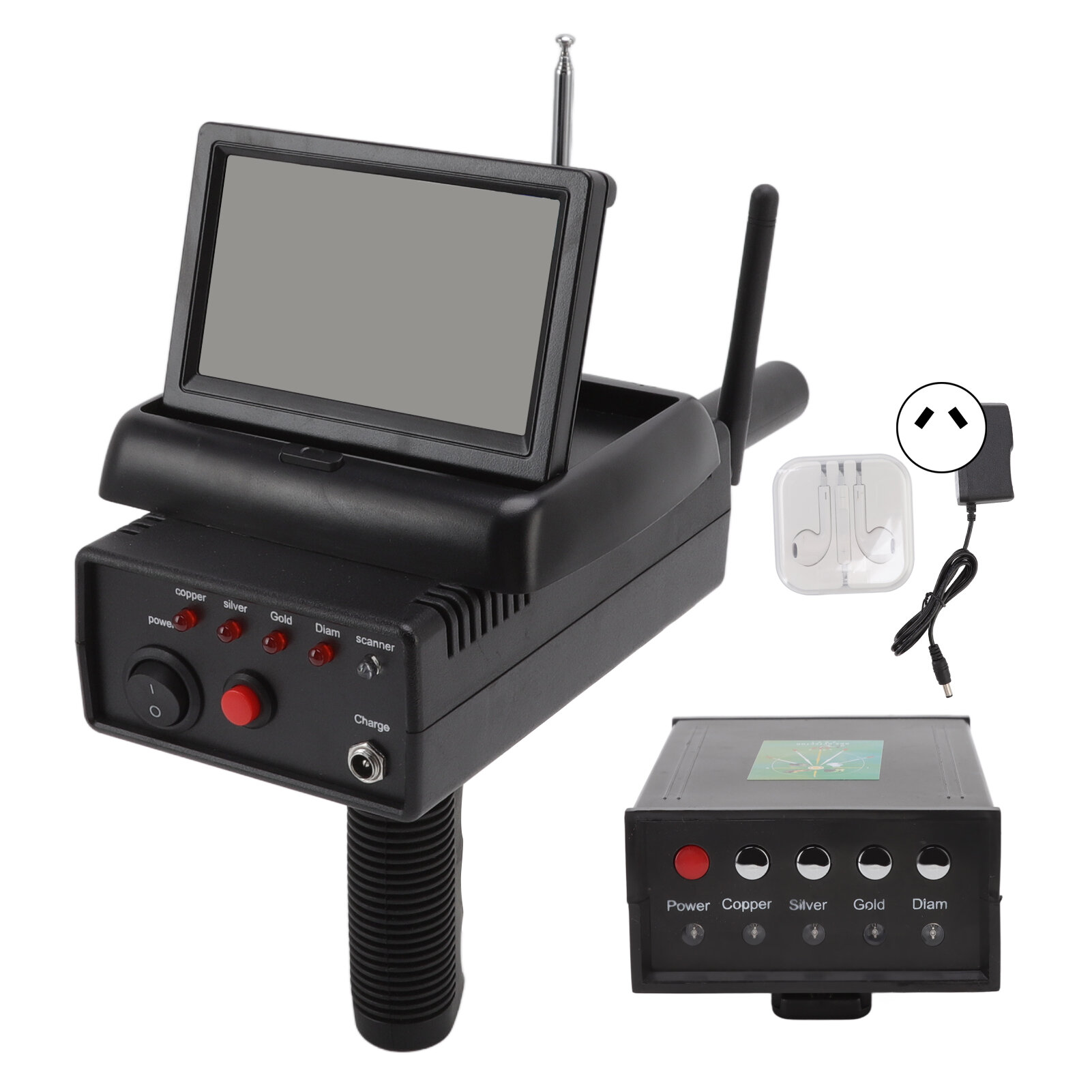 Металлодетектор AKS для поиска сокровищ с экраном и дальностью 1200 м (AU Plug)