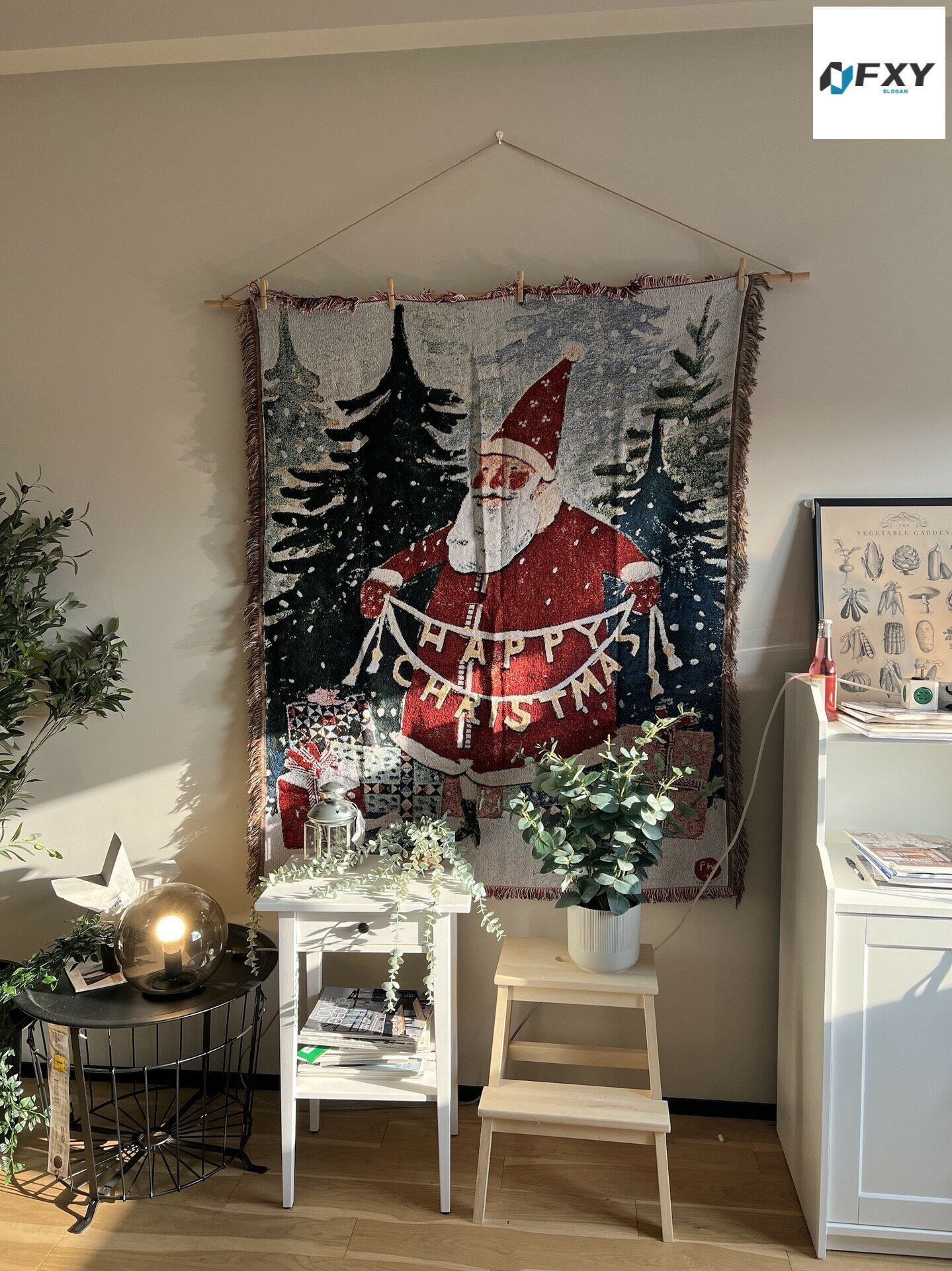 Эксклюзивное пледодеяло 130X160CM в ретро стиле с рождественским Санта Клаусом и кистями для дивана