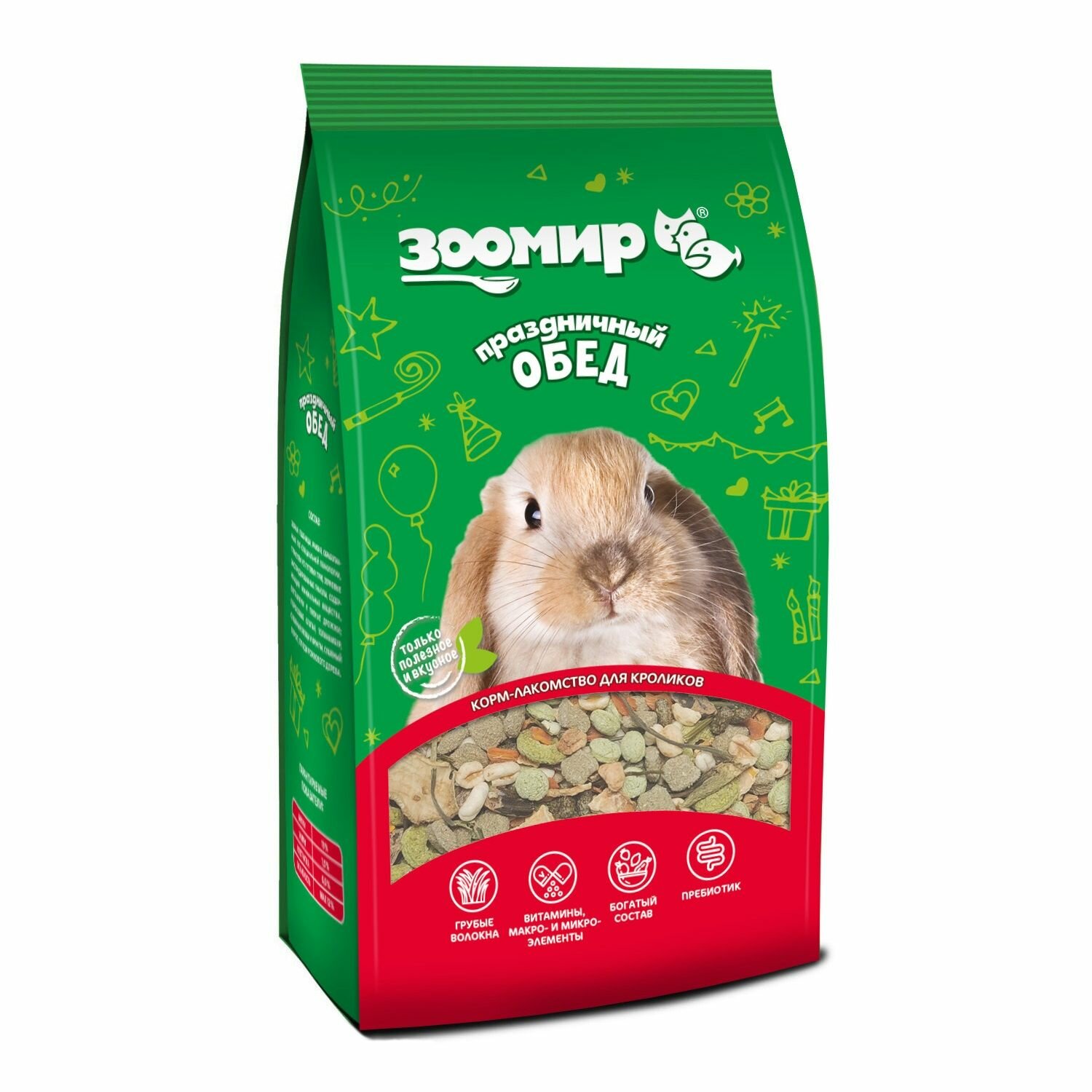 Корм-лакомство зоомир для кроликов Праздничный обед, сухой 270г