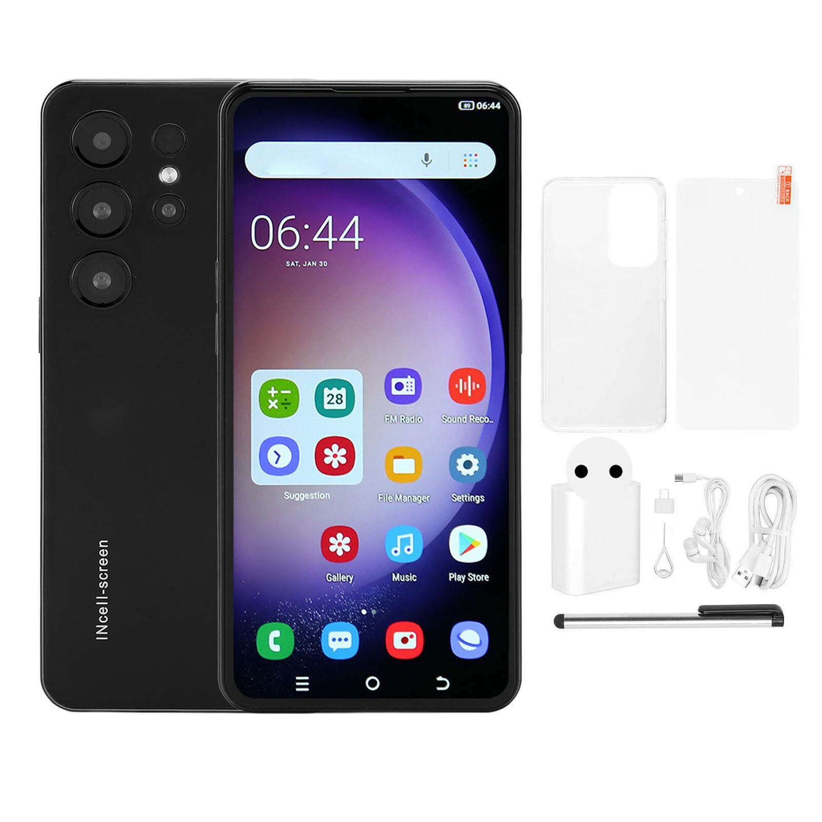 Смартфон 6.6" 4G со стилусом, камеры 8/21 МП, Android 13 (Черный, EU)