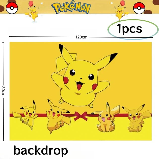 Украшения для дня рождения в стиле покемонов, самодельные наклейки с Пикачу, столовая посуда, тарелки, скатерти, подарки для детских праздников, праздничные атрибуты