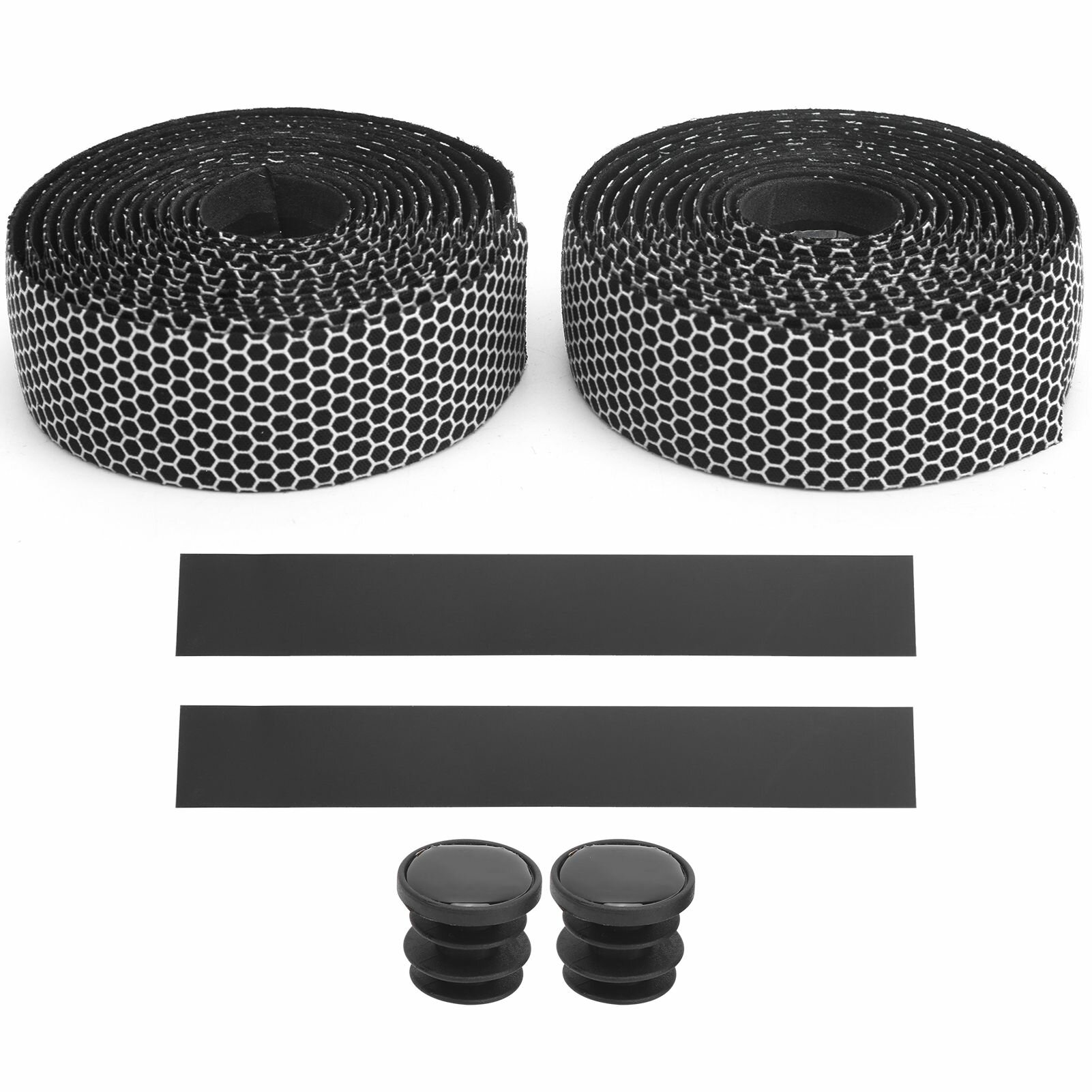 Пара противоскользящих эластичных оберток для руля велосипеда, для шоссейных и горных велосипедов, цвет черный/белый