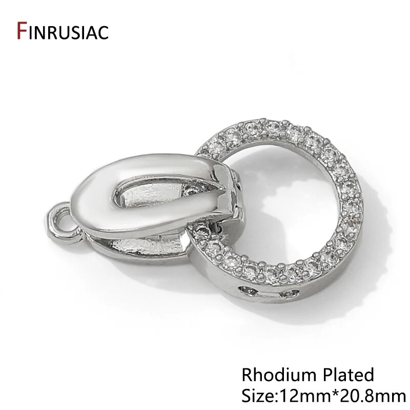 Замки для браслетов FINRUSIAC, латунь, позолота 14K, с фианитами, 1/2/3 шт 3 pieces, Rhodium Plated