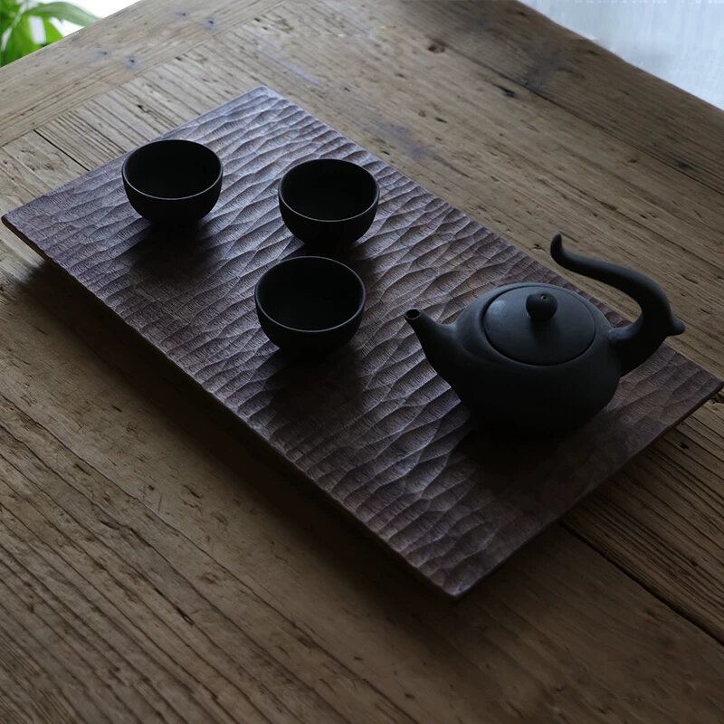 Необычный поднос для чая из массива черного ореха, деревянный поднос ручной работы, маленький чайный столик в стиле