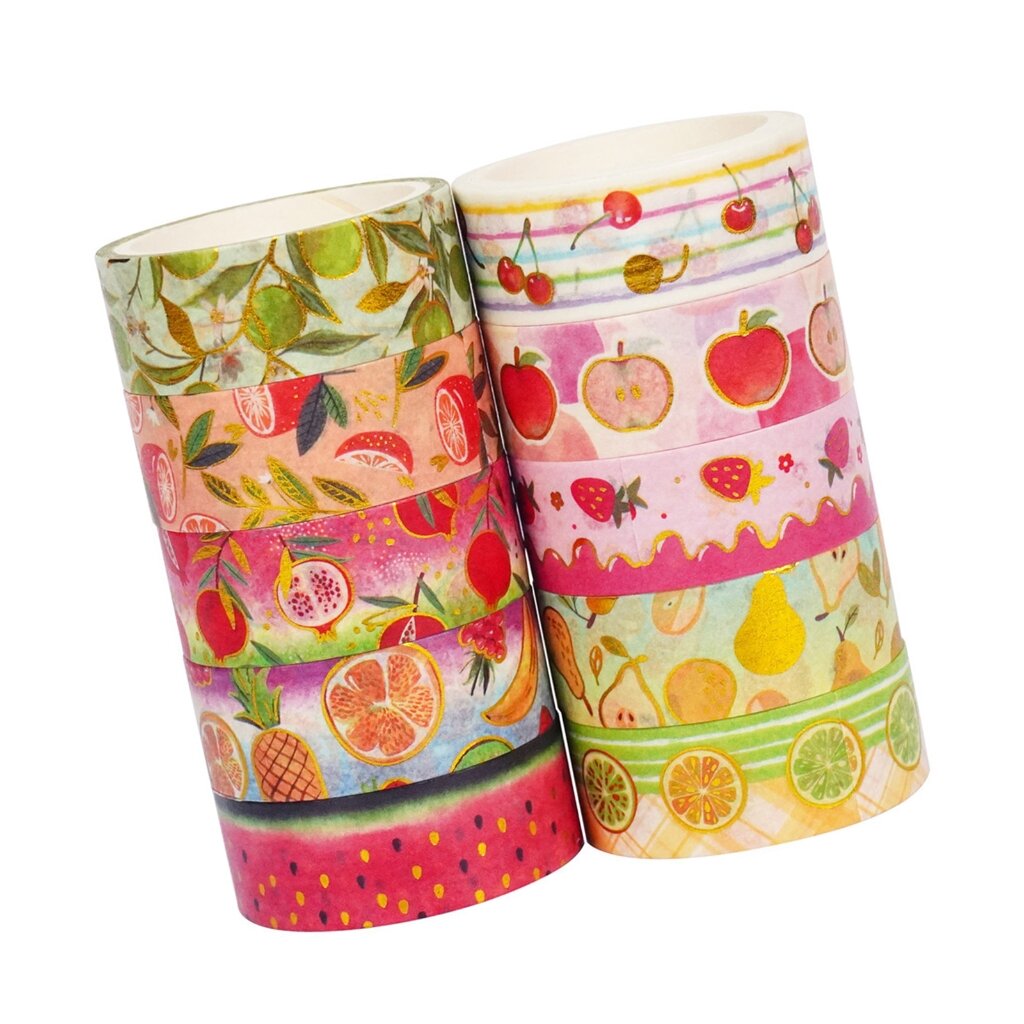 10 рулонов Фруктовой Ленты 15 мм x 9,8 футов Декоративная Лента Эстетическая Бумажная Лента для Скрапбукинга Журнал Тетрадь Альбом Упаковка