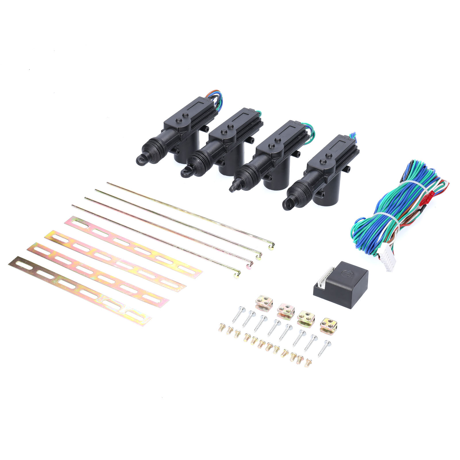 4 Pack Универсальный Мощный Мотор Актуатора Замка Автомобиля 12.0V Централизованная Система Зажимов, Материал ABS, Рабочий Диапазон 18мм±1мм, Сила Тяги/Удара 3.0-3.5КГ, Срок службы 100000 Раз, Температура Работы -30-70℃, Размер Упаковки 250*150*80мм, Вес