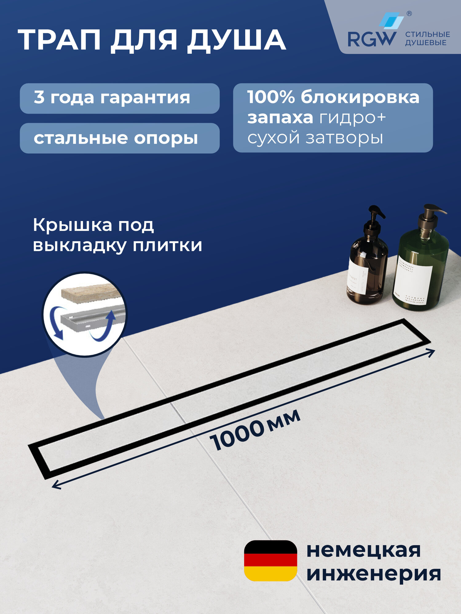 Трап для душа 1000 RGW SDR-08B