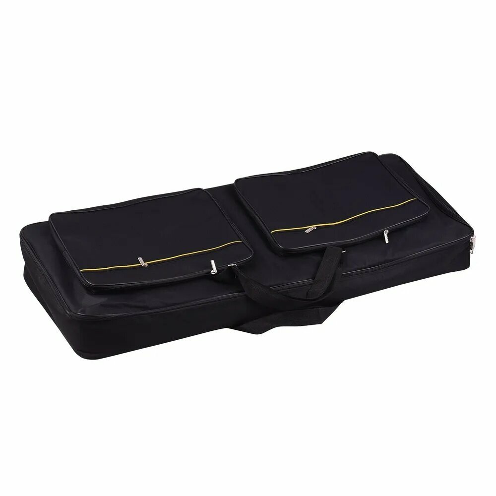 Сумка для портативного электропиано Gig Bag с прочным ручком, 8 мм антистолкновительным хлопковым слоем, для клавиатурных пианин 61 клавиша, с внешними карманами черного цвета