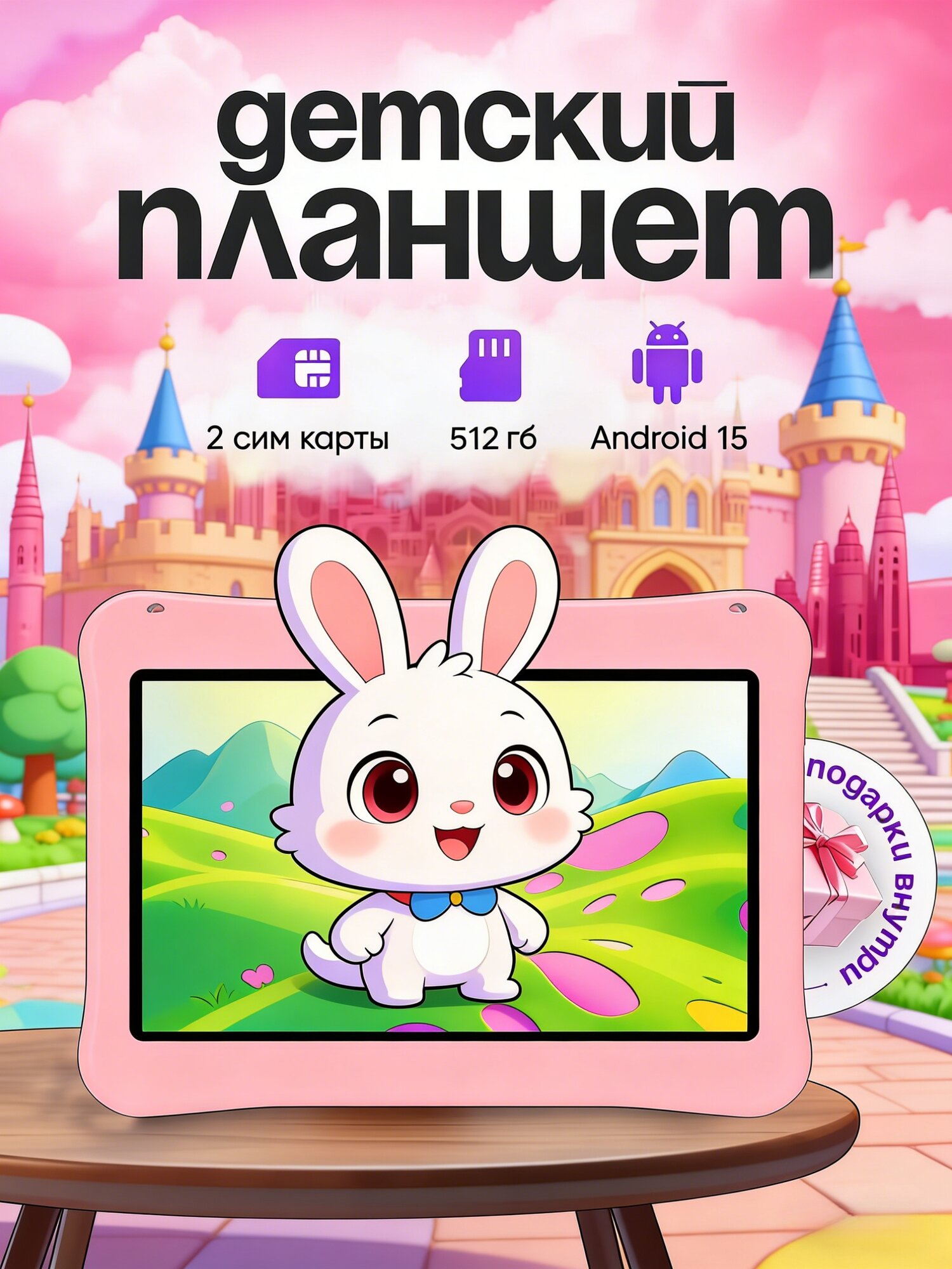 Детский планшет Galaxy F06 7.1" 12ГБ/512ГБ со стилусом, образовательный планшет для детей