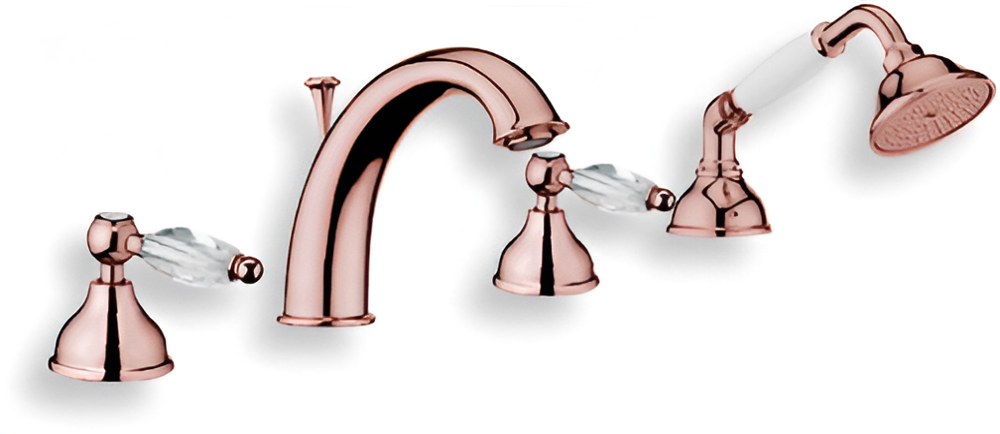 Смеситель на борт ванны Alexandra AL730101060, латунь, медь, с изливом, ручной лейкой, ручки Swarovski, Webert, Италия