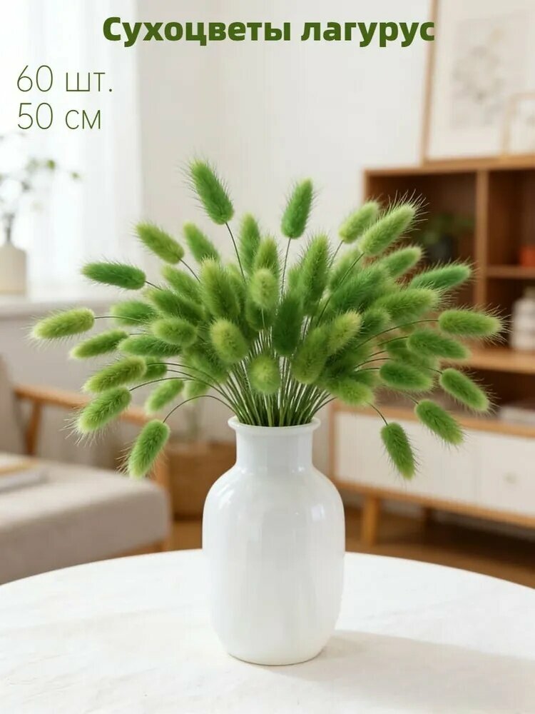 Сухоцветы Лагурус, 50 см, 80 гр, 60 шт