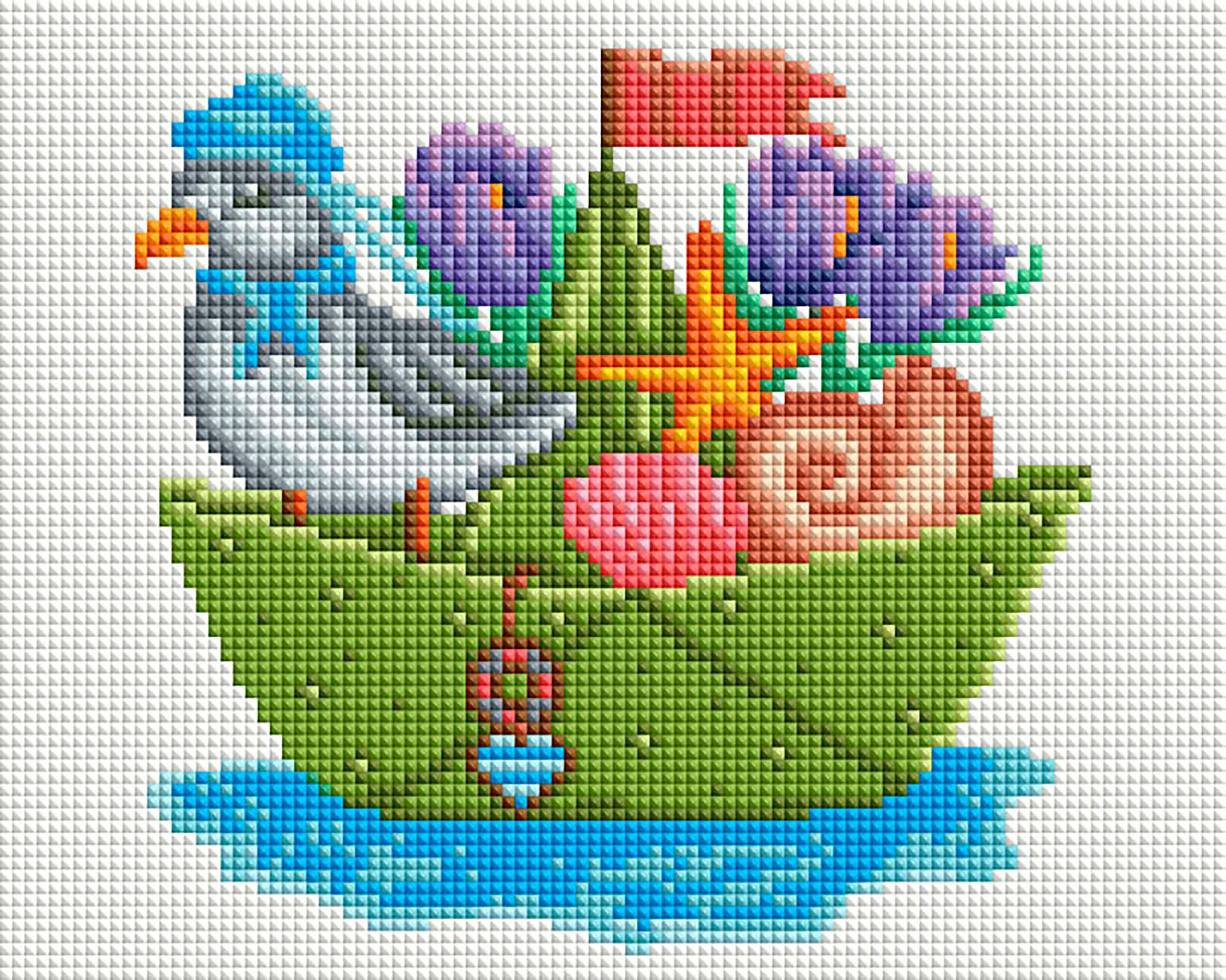 Алмазная мозаика Белоснежка "Большое плавание" / 20х25 см / На подрамнике / Полная выкладка / Кораблик / Птица