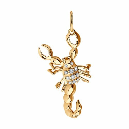 Подвеска, серебро, 925 проба, золочение, фианит