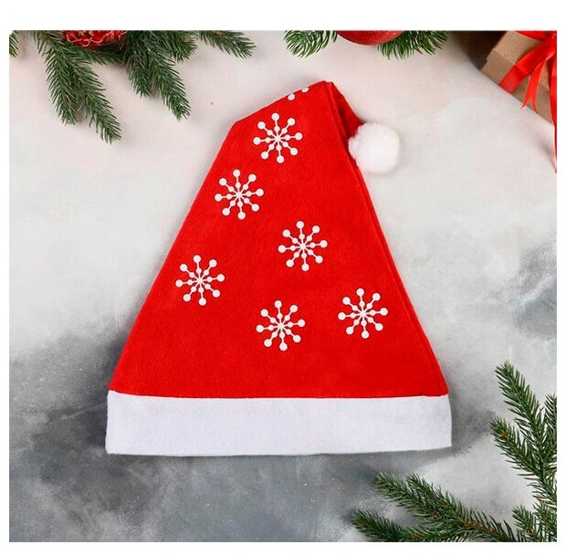 Колпак "Снежинки" 40*27 см. (Цв: Красный-Белый )