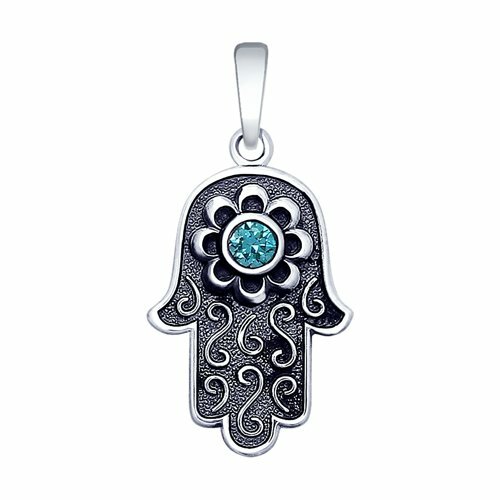 Подвеска, серебро, 925 проба, чернение, фианит