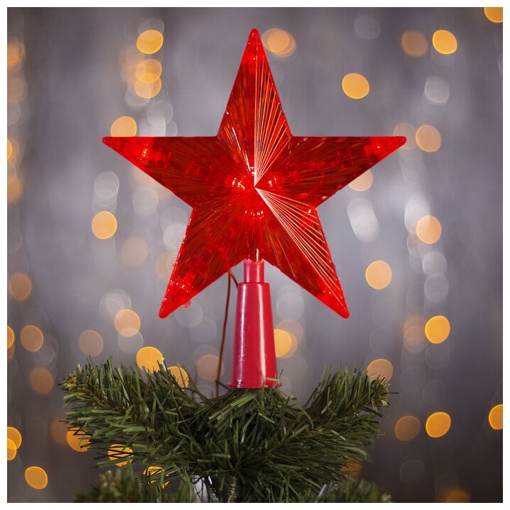 Фигура "Звезда Красная ёлочная" 15х15 см, пластик, 10 LED, 2 м провод, 240V красный