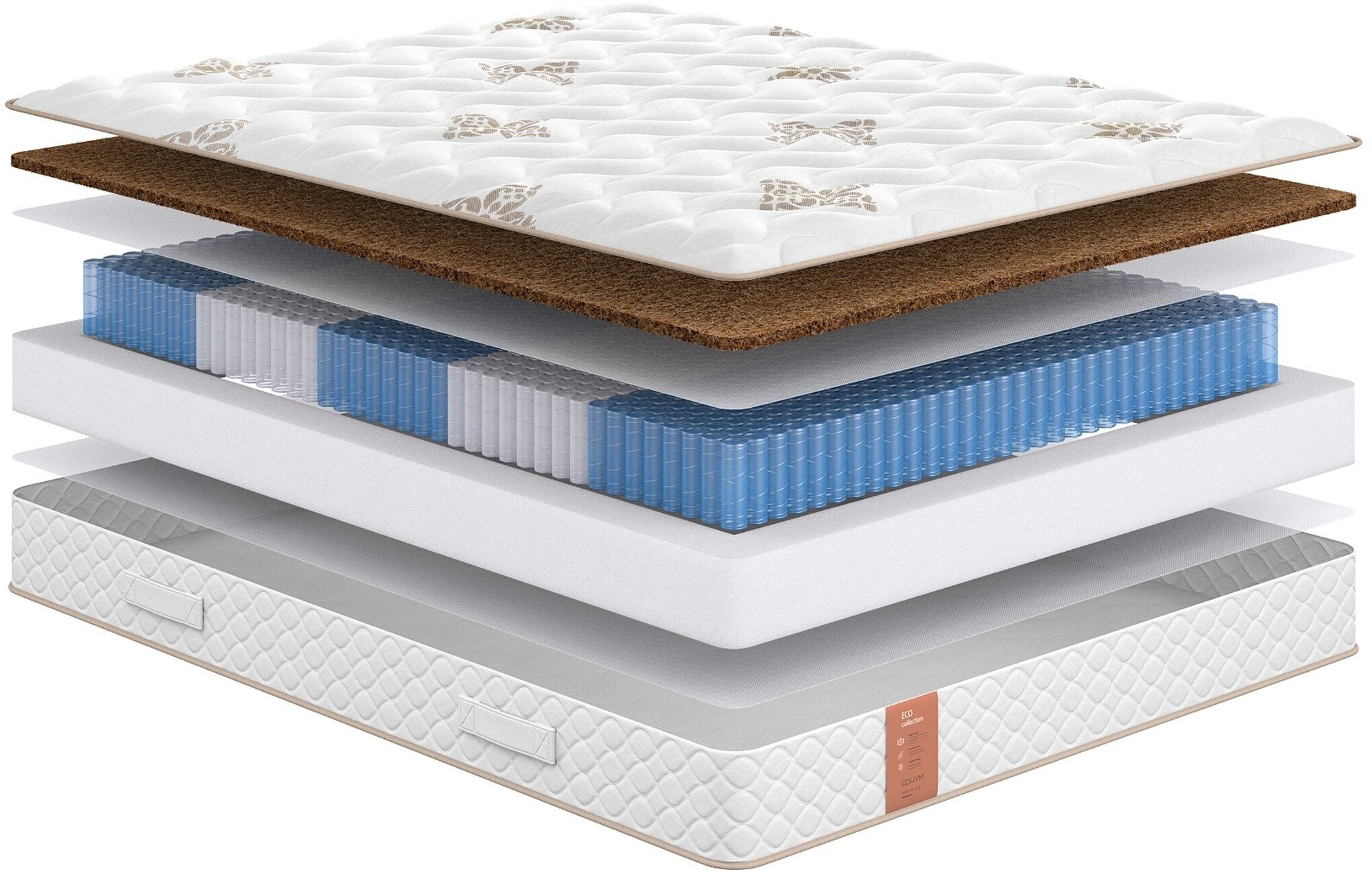 Матрас Сонум Eco Top 90х200 высота 19 см анатомический жесткий кокосовый Независимые пружины