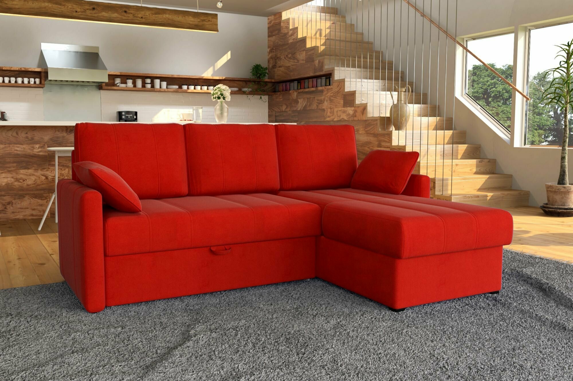 Угловой диван Римини красный