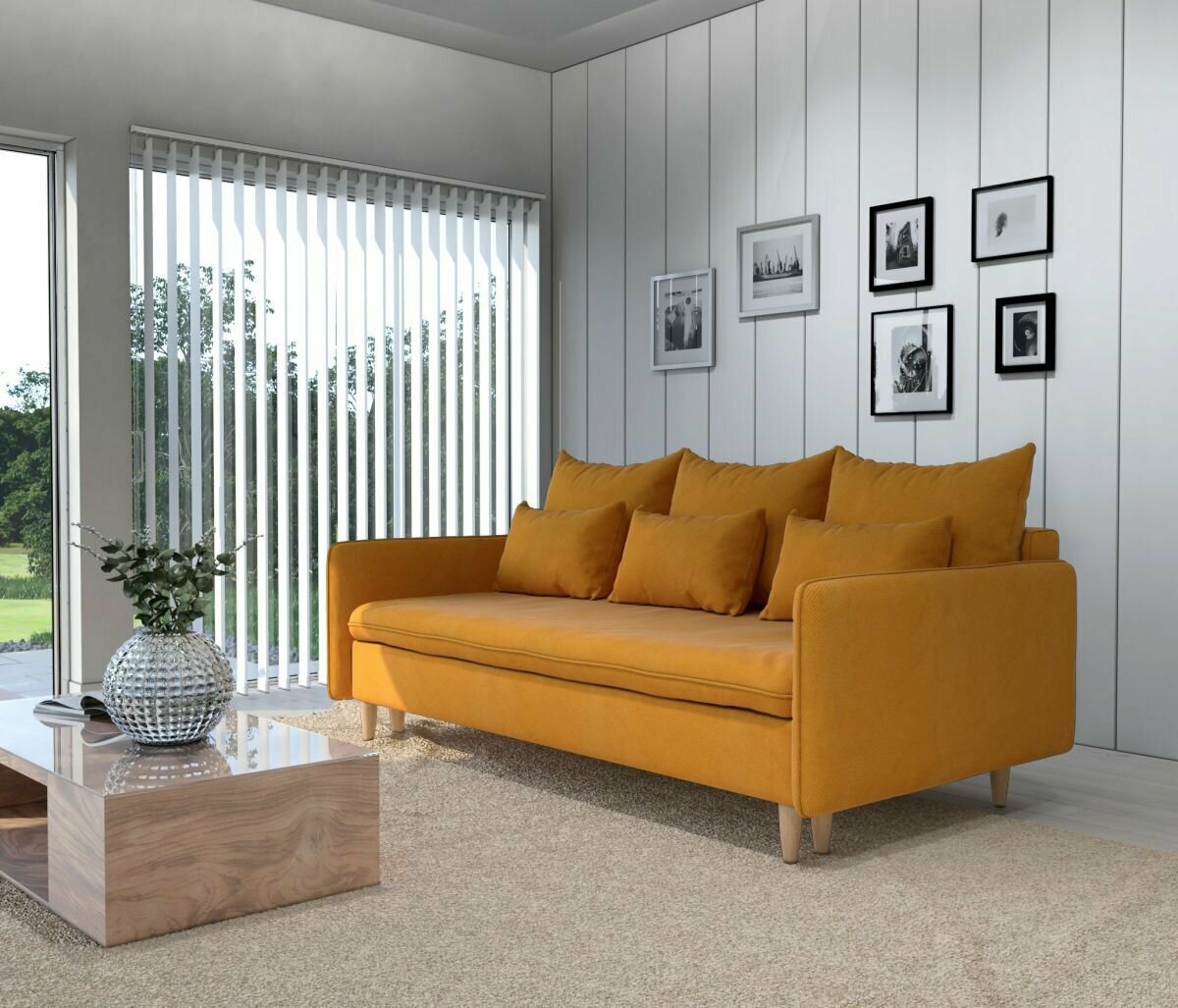 Диван прямой Рон желтый