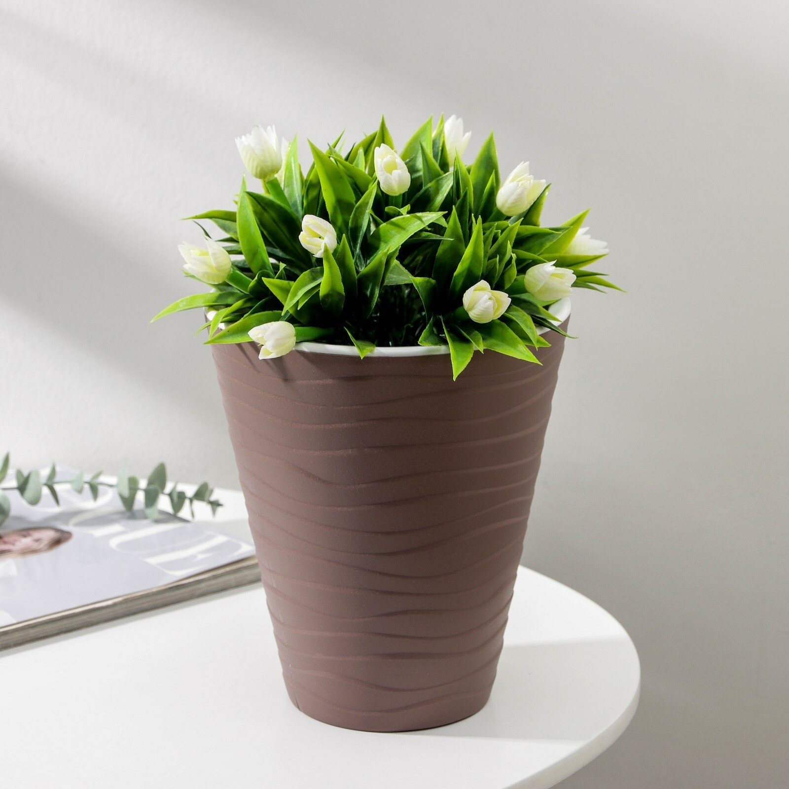 Кашпо Plast Avenue "Валенсия", для цветов, пластик, коричневое, 2,8 л