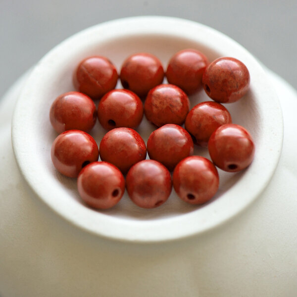 Говлит бусины 36 шт. / Синтетический камень бирюза, цвет красный, размер 8 мм
