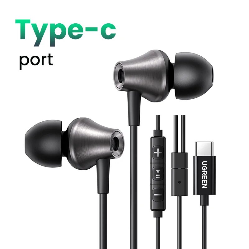 UGREEN проводные внутриканальные наушники с микрофоном USB-C port