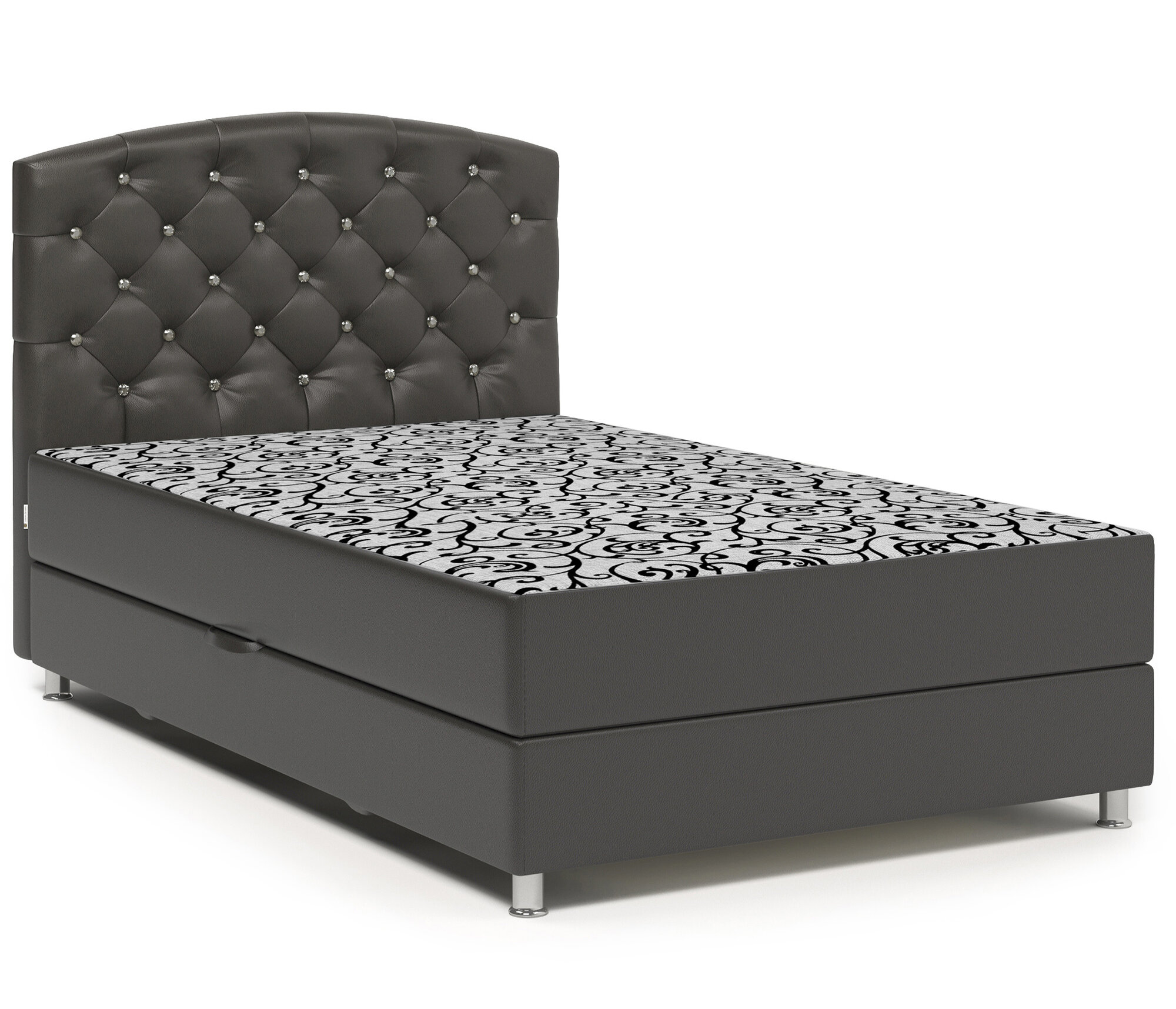 Кровать Премиум Люкс 100х198 см, экокожа шоколад и узоры, односпальная