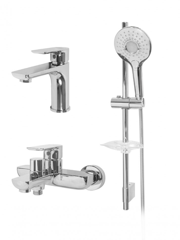 Набор для ванны 3 в 1 Hansberge NORDIC H7099C, латунь, цвет хром