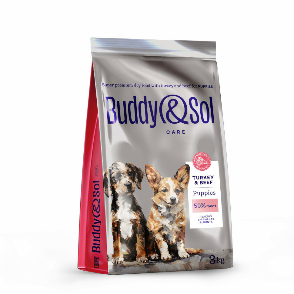 Buddy&Sol Care Puppy сухой корм для щенков с индейкой и говядиной - 3 кг