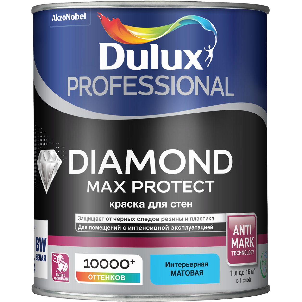 Краска Dulux Professional Diamond Max Protect, матовая, для стен, 0,9 л